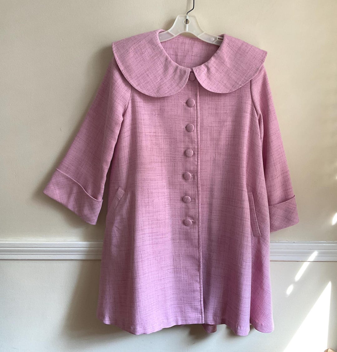 Vintage 50s Pink Swing Coat Med 40 Chest / 50s Button up Swing Coat Lg ...