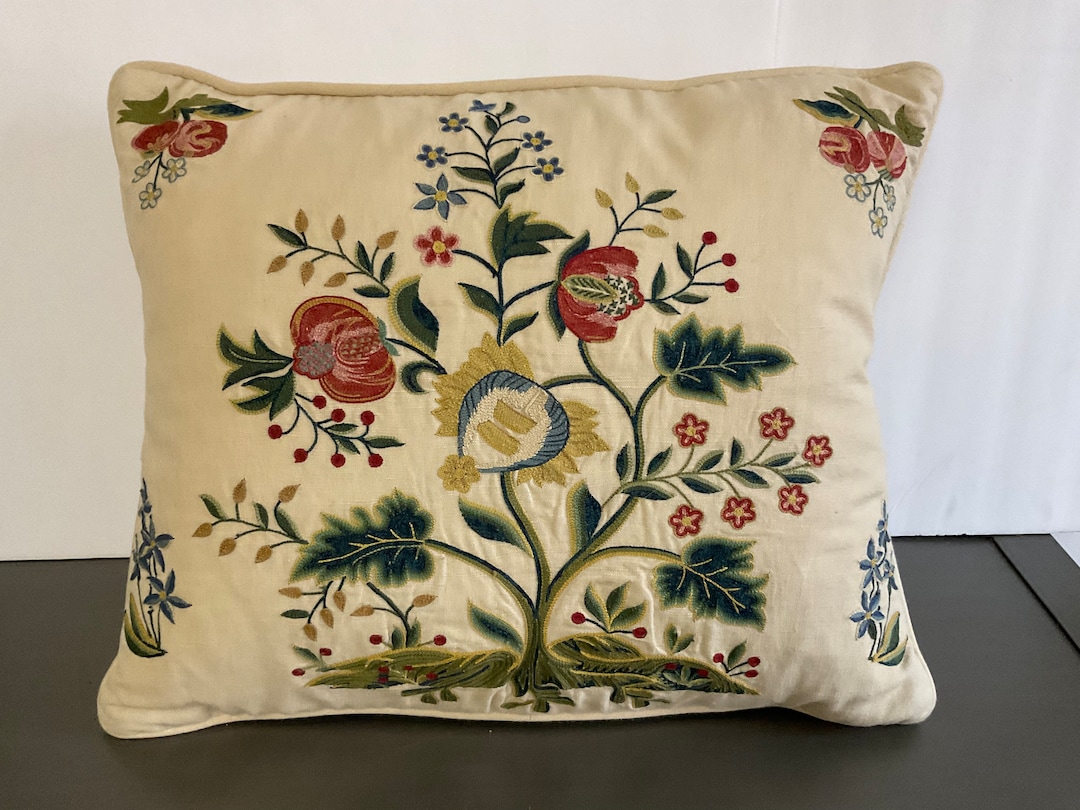 Chelsea Textiles Embroidered Cushion Pillow / Chelsea Textiles - Etsy