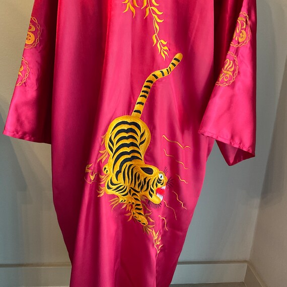 Asian Red Satin Tiger Embroidered Robe / Embroidered … - Gem