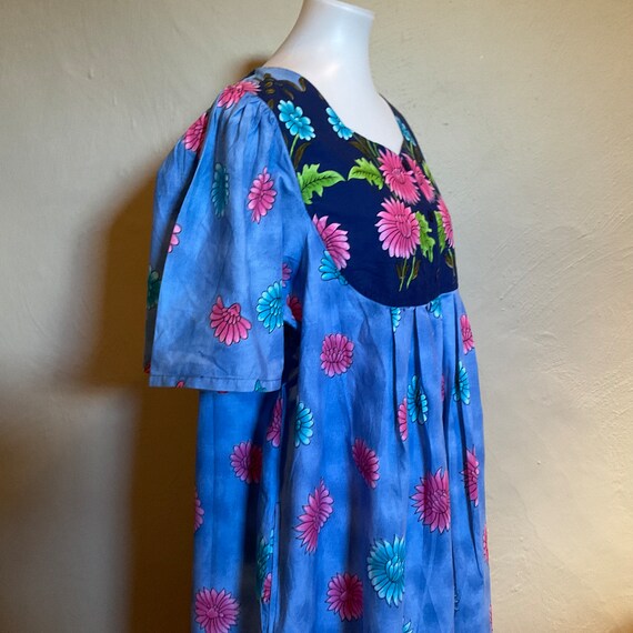 Muumuu Blue Flower Smock Dress / Plus Size Muumuu Cot… - Gem