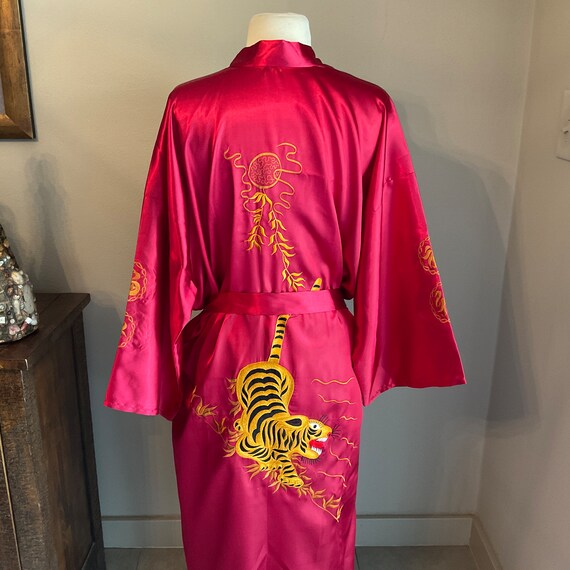 Asian Red Satin Tiger Embroidered Robe / Embroidered … - Gem