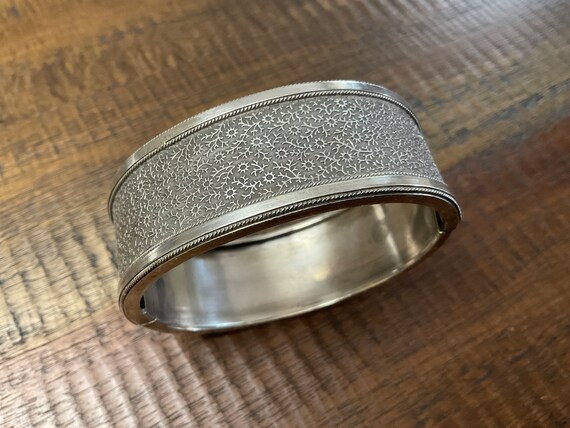 Antique Victorian Sterling Silver Hinged Cuff Bracele… - Gem