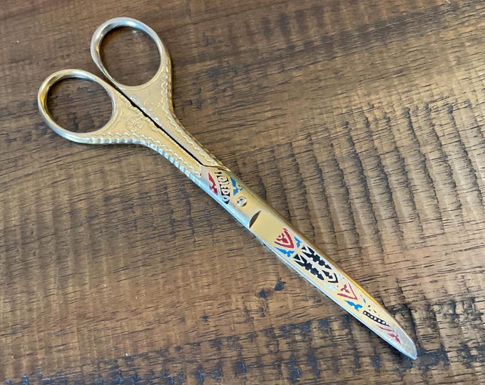 Toledo Spain Etched Enamel Scissors Damascene 6” X 2” / Vintage ...