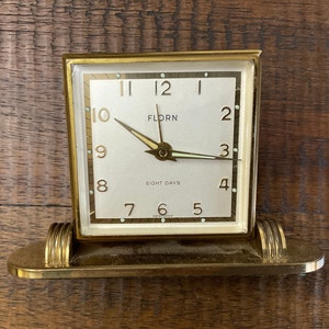 Art Deco Clock Gold Tone Winding Mechanism Germany / Vintage Florin ...