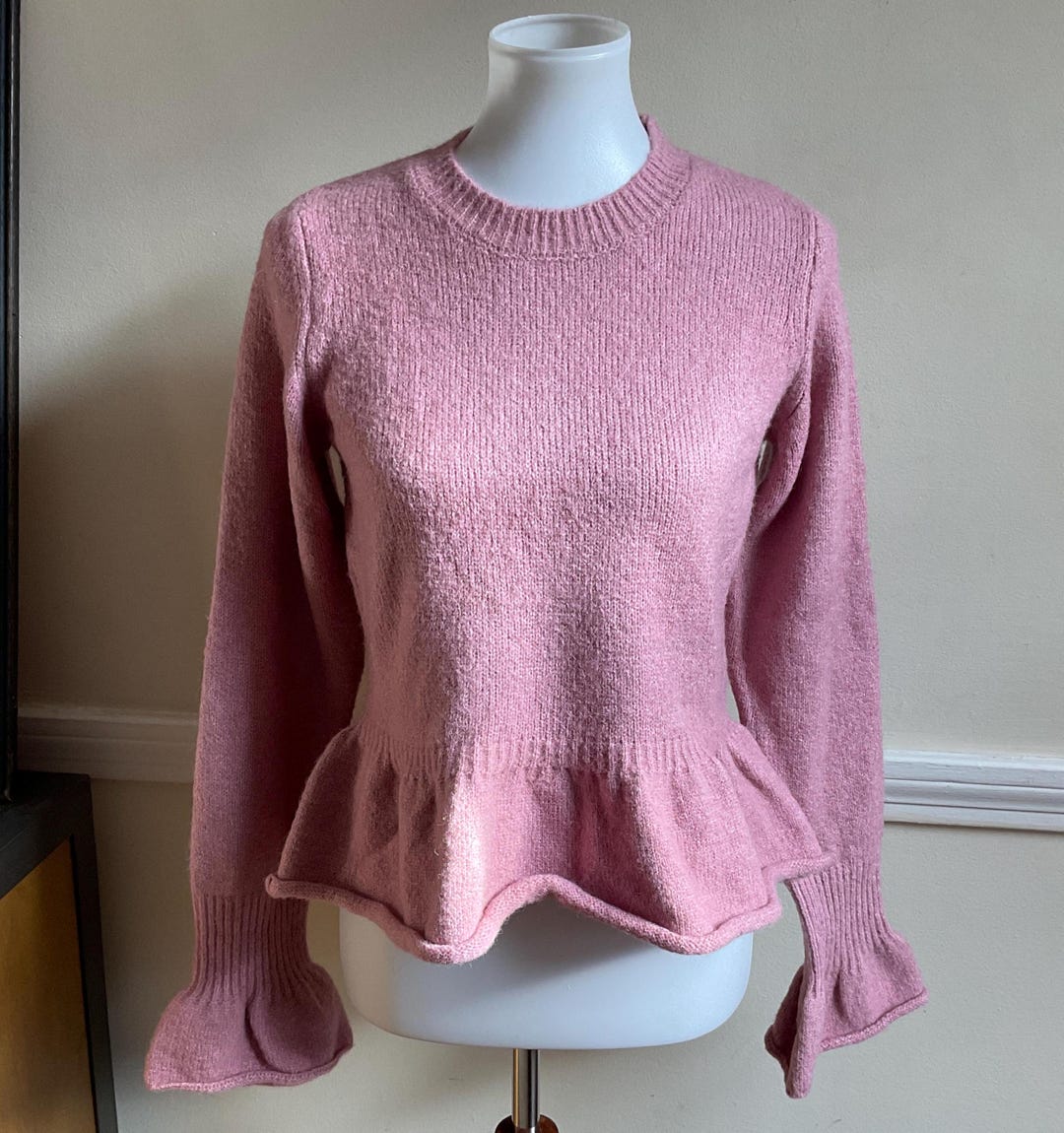 Soft Mauve Pink Sweater Peplum Ruffle Sleeves Small / Forever 21 Wool ...