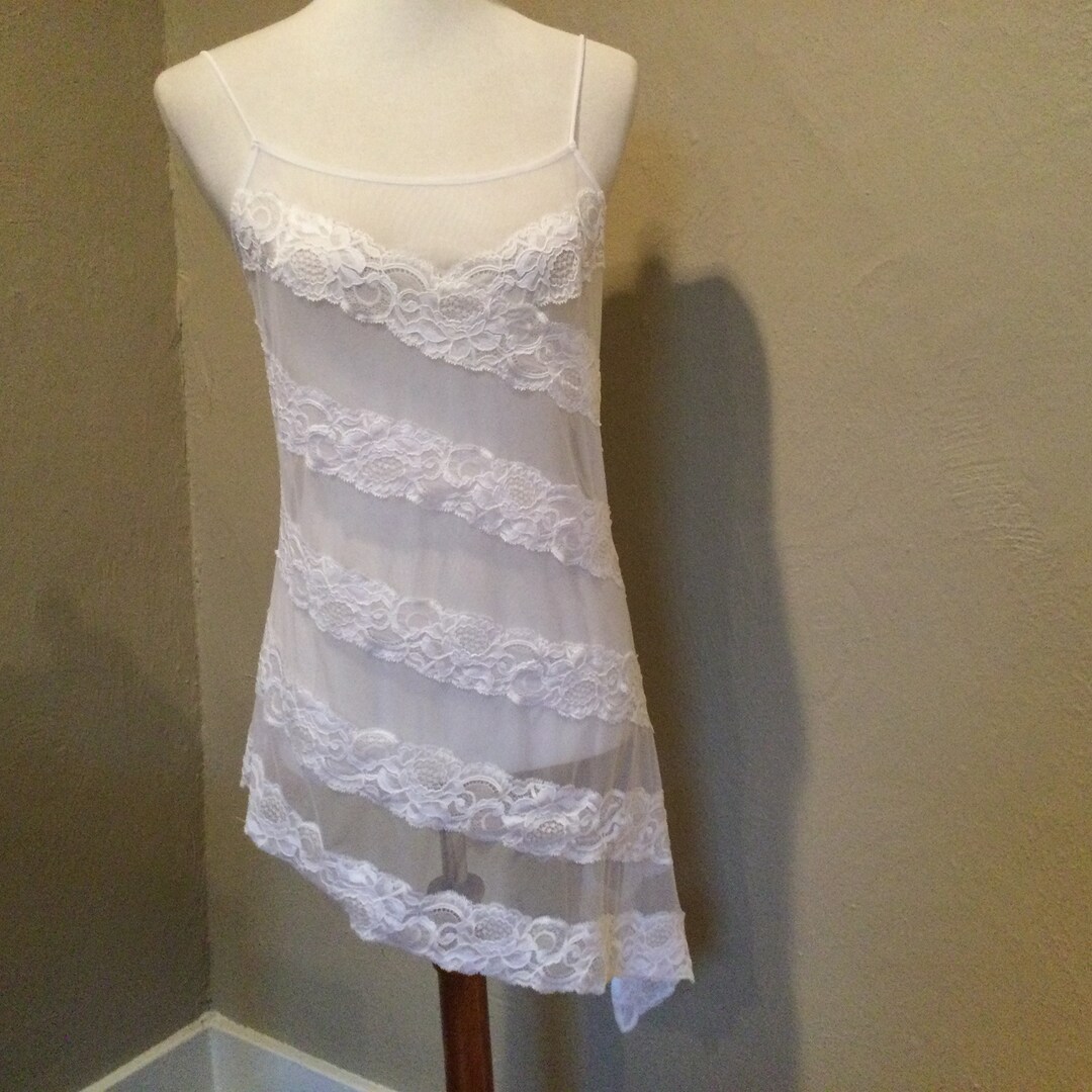 Victoria's Secret White Sheer Lace Chemise Nightie / Short White Lace ...