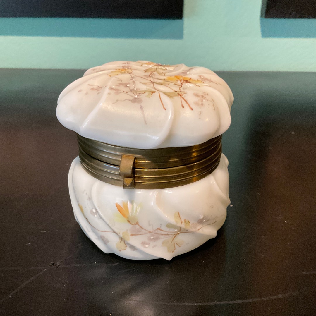 Wave Crest Victorian Dresser Jar / Wave Crest Painted Glass - Etsy