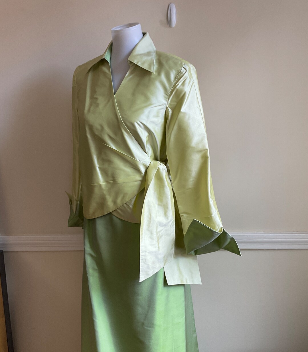 Formal Silk Maxi Suit 2 Tone Green Lime Marisa Baratelli Design ...