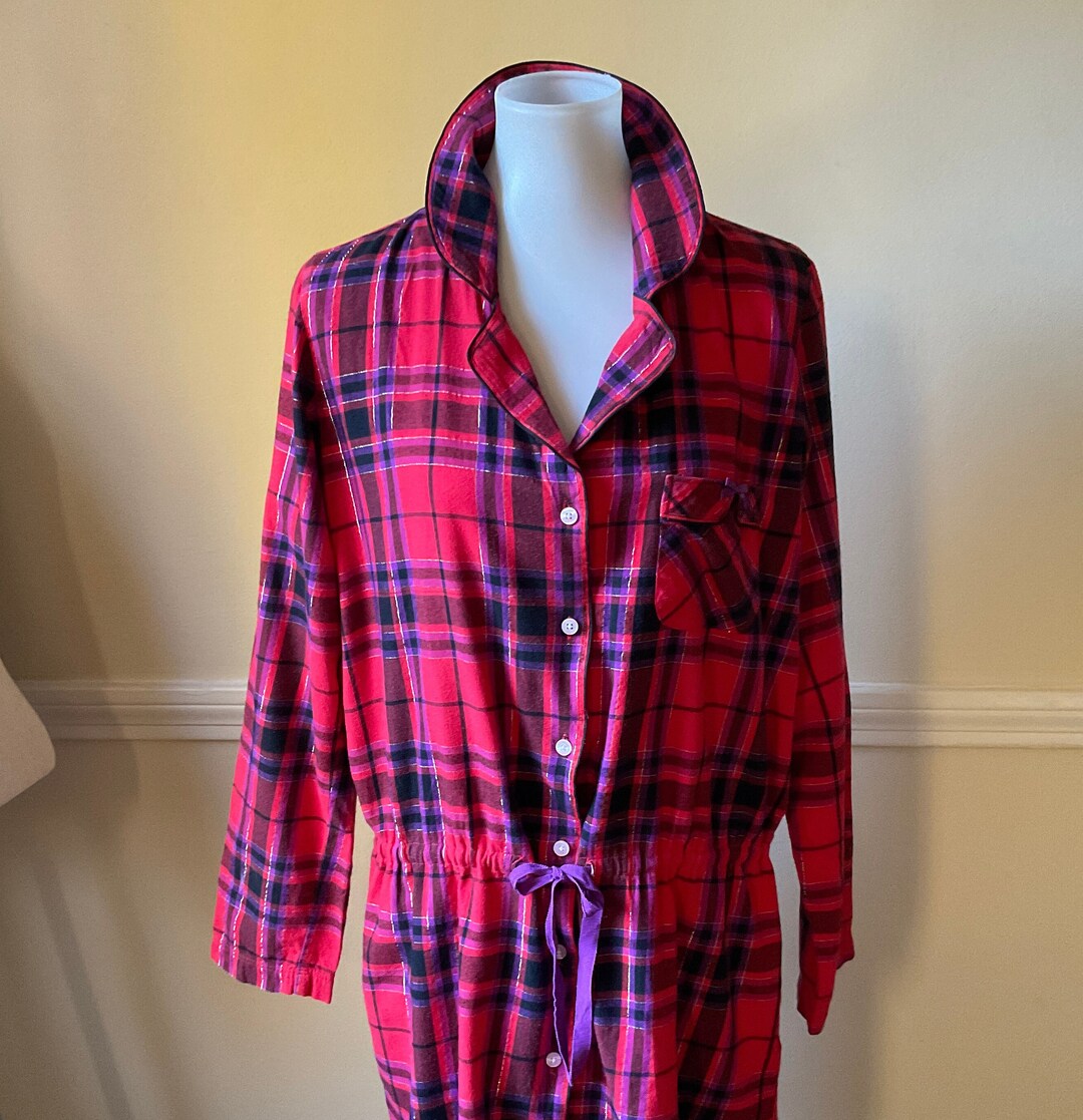 SALE Victorias Secret Red& Purple Plaid Nightshirt / Size Med / Soft ...