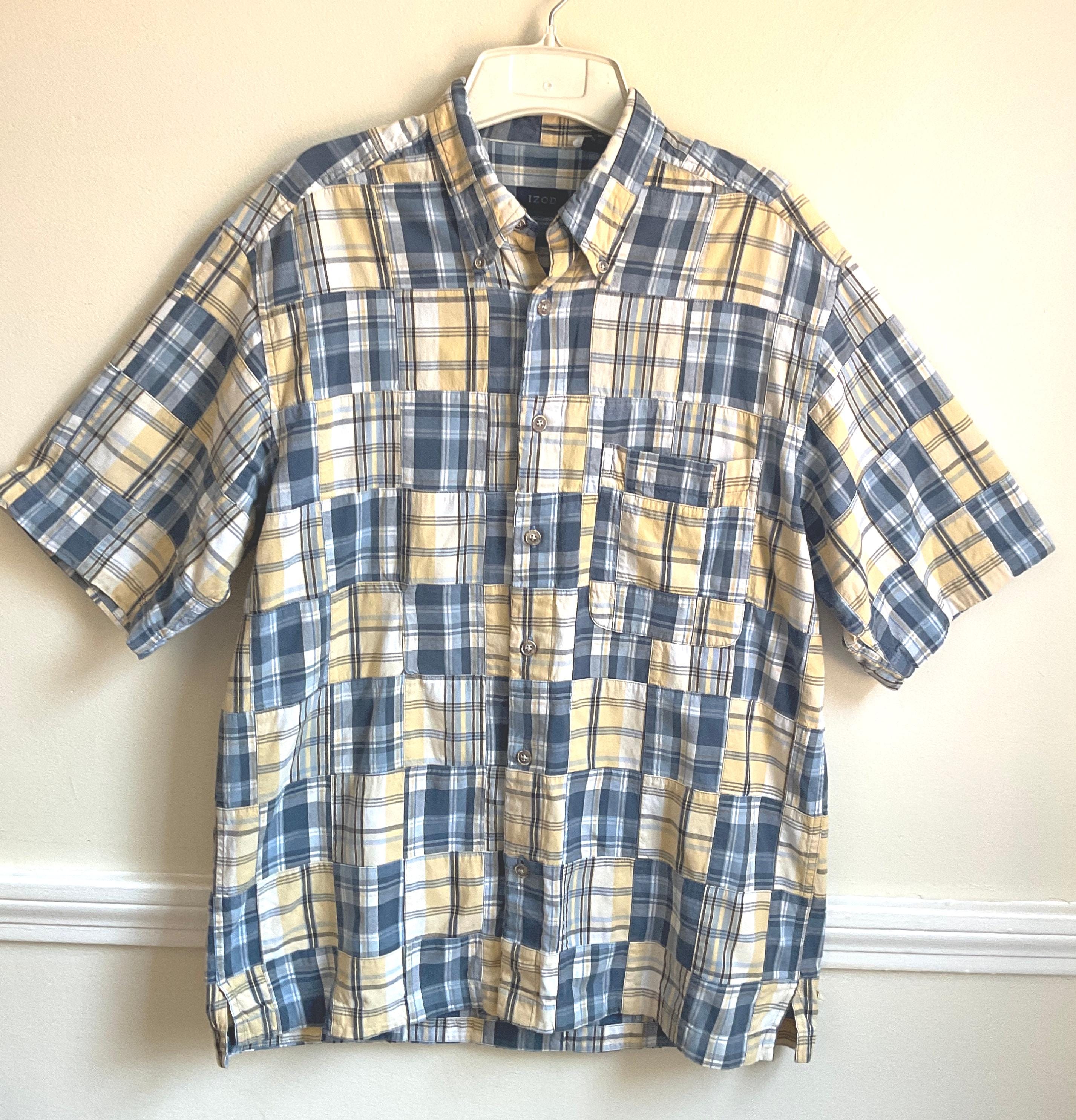 Mens Madras Patch Plaid Short Sleeve Shirt Izod Med / India Madras ...