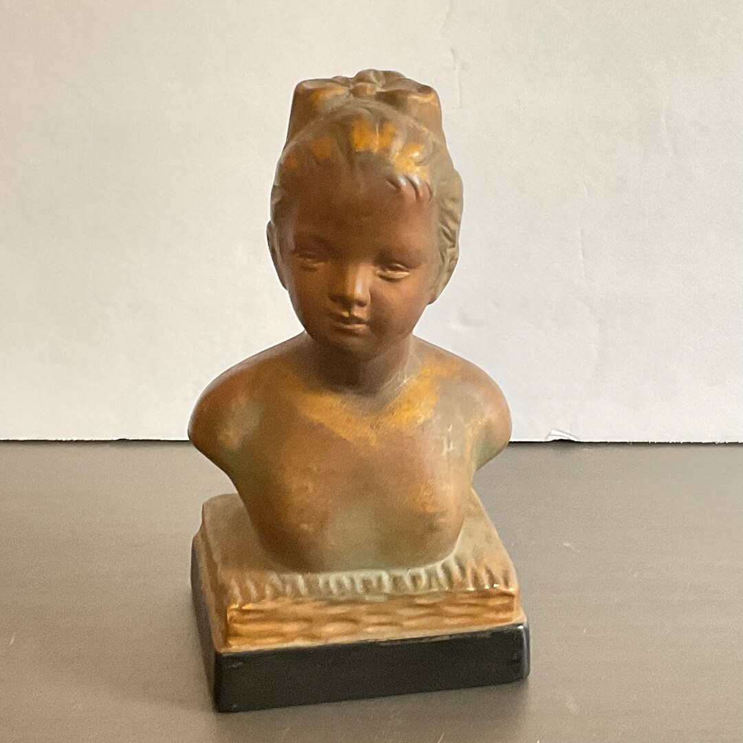 Bronze Plaster Child Bust Inarco Japan / Vintage Bronze Plaster Bust ...