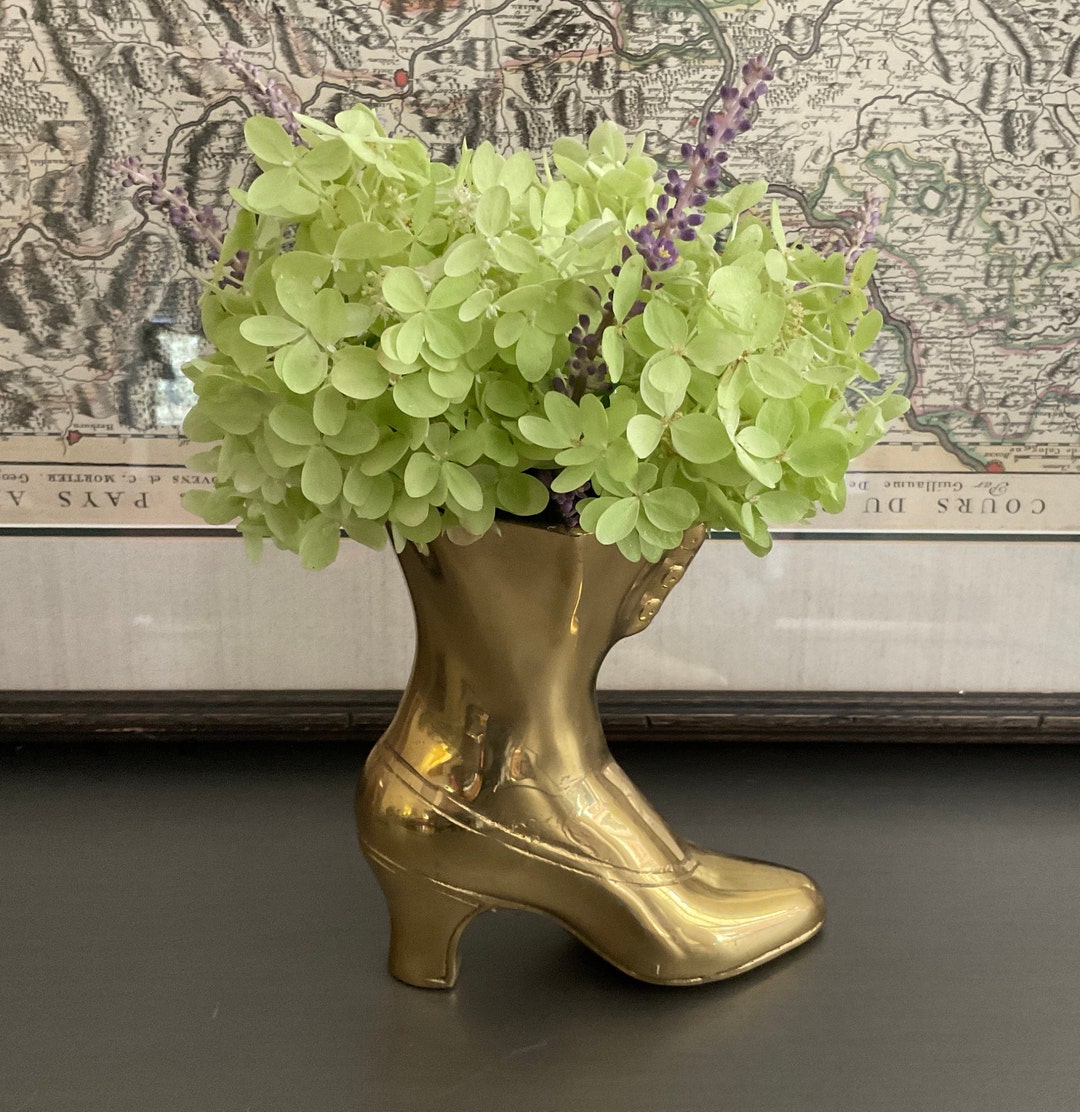 Brass Victorian Style Boot Vase / Brass Vintage Ladies Boot Vase ...