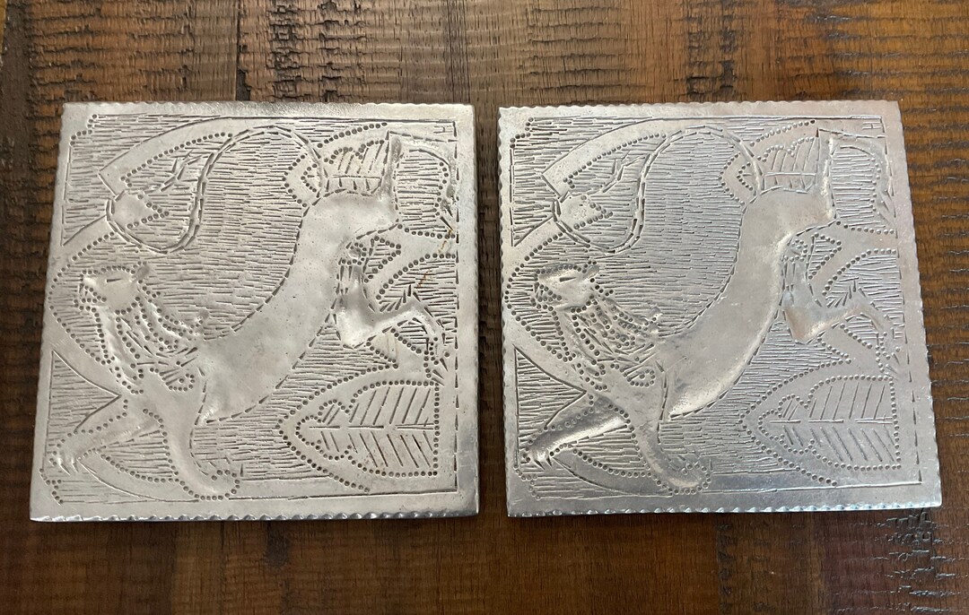 Pair Vintage Wilton Columbia Trivets / PENNSYLVANIA Forged Metal Lion ...