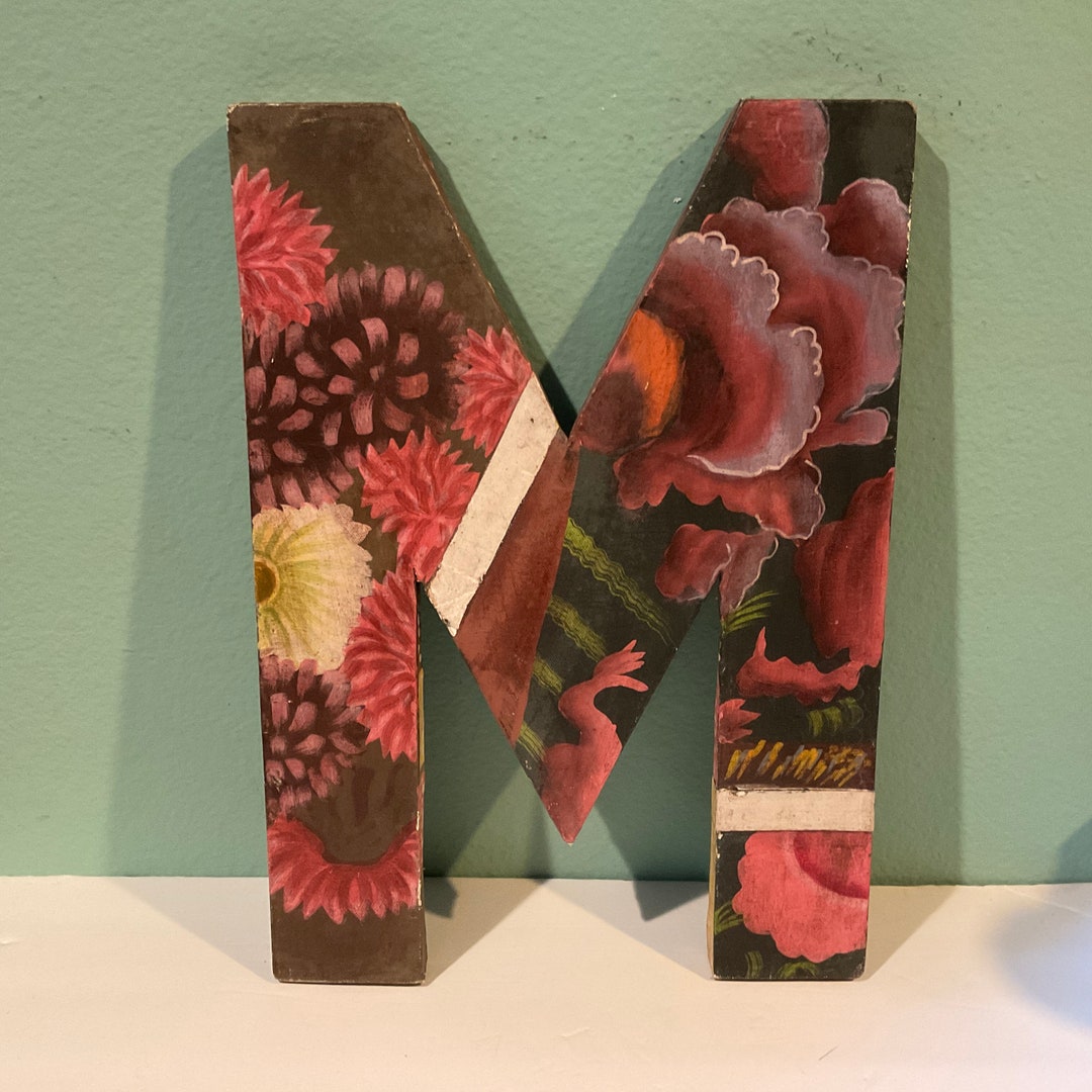 Metal Letter m Hand Painted Wall Hanging Anthropologie/ Gift for Name ...