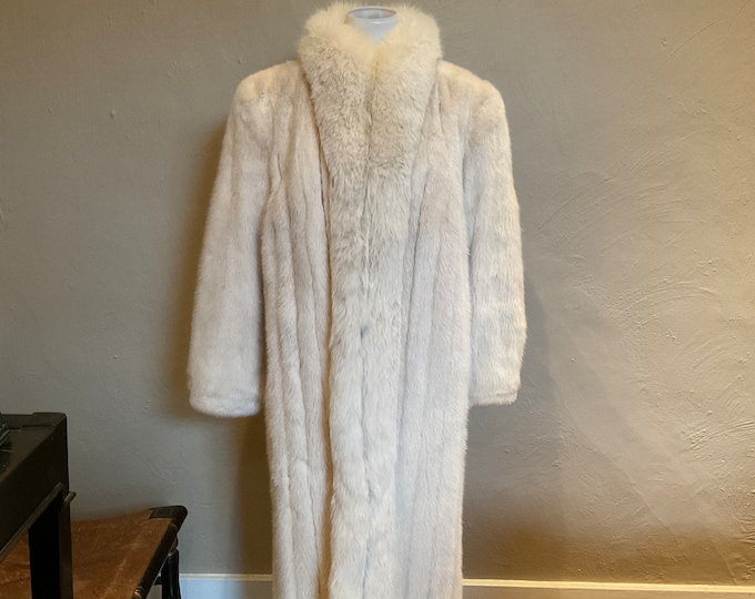 White Fox Full Length Coat / Genuine White Fox Coat / Embroidered ...