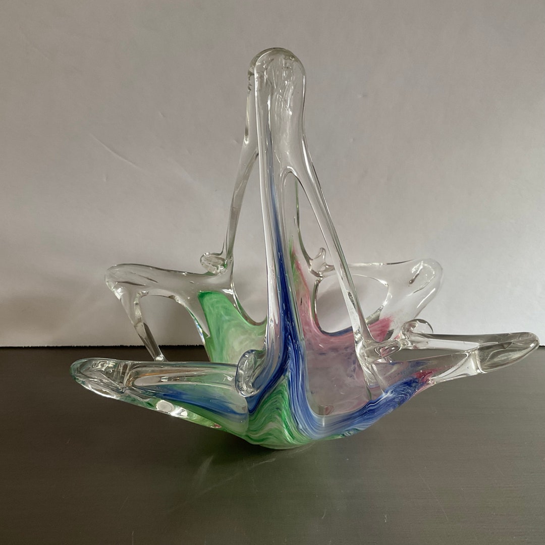 Mid Century ART GLASS BOWL / Modernist Sculptural Blown Glass Bowl ...