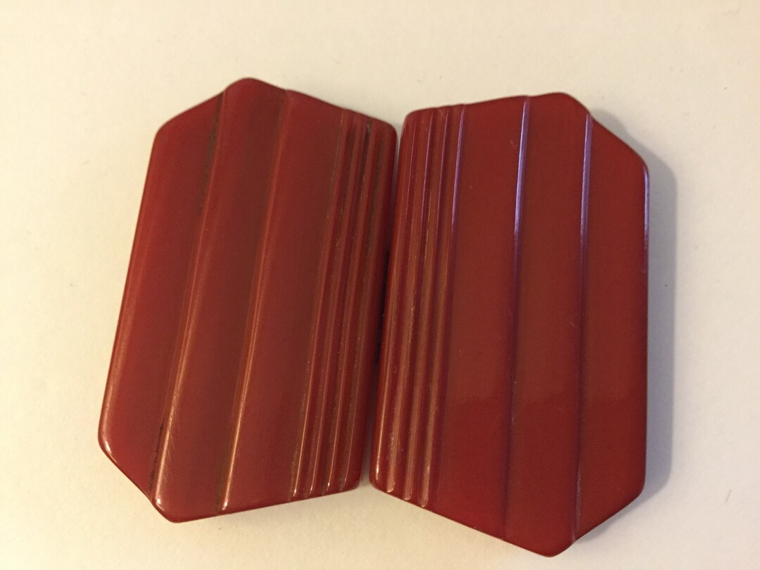 40s Red Bakelite Double Buckle / 1940s Cherry Red Bakelite 2 Pc Buckle ...