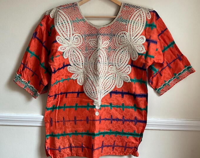 Mens African Traditional Dashiki Tunic Shirt Embroidered Bib XL 46 ...