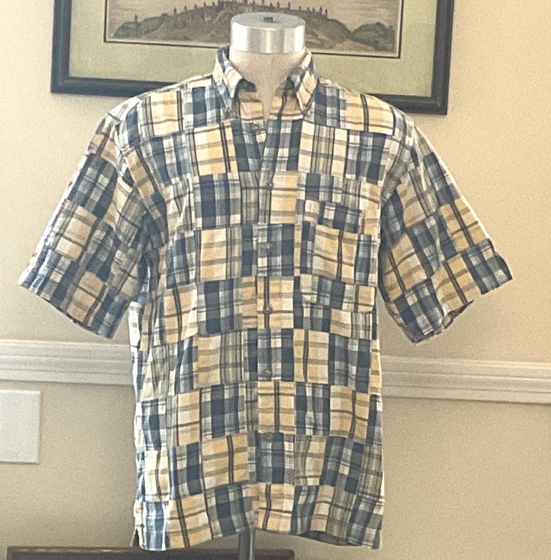 Mens Madras Patch Plaid Short Sleeve Shirt Izod Med / India Madras ...