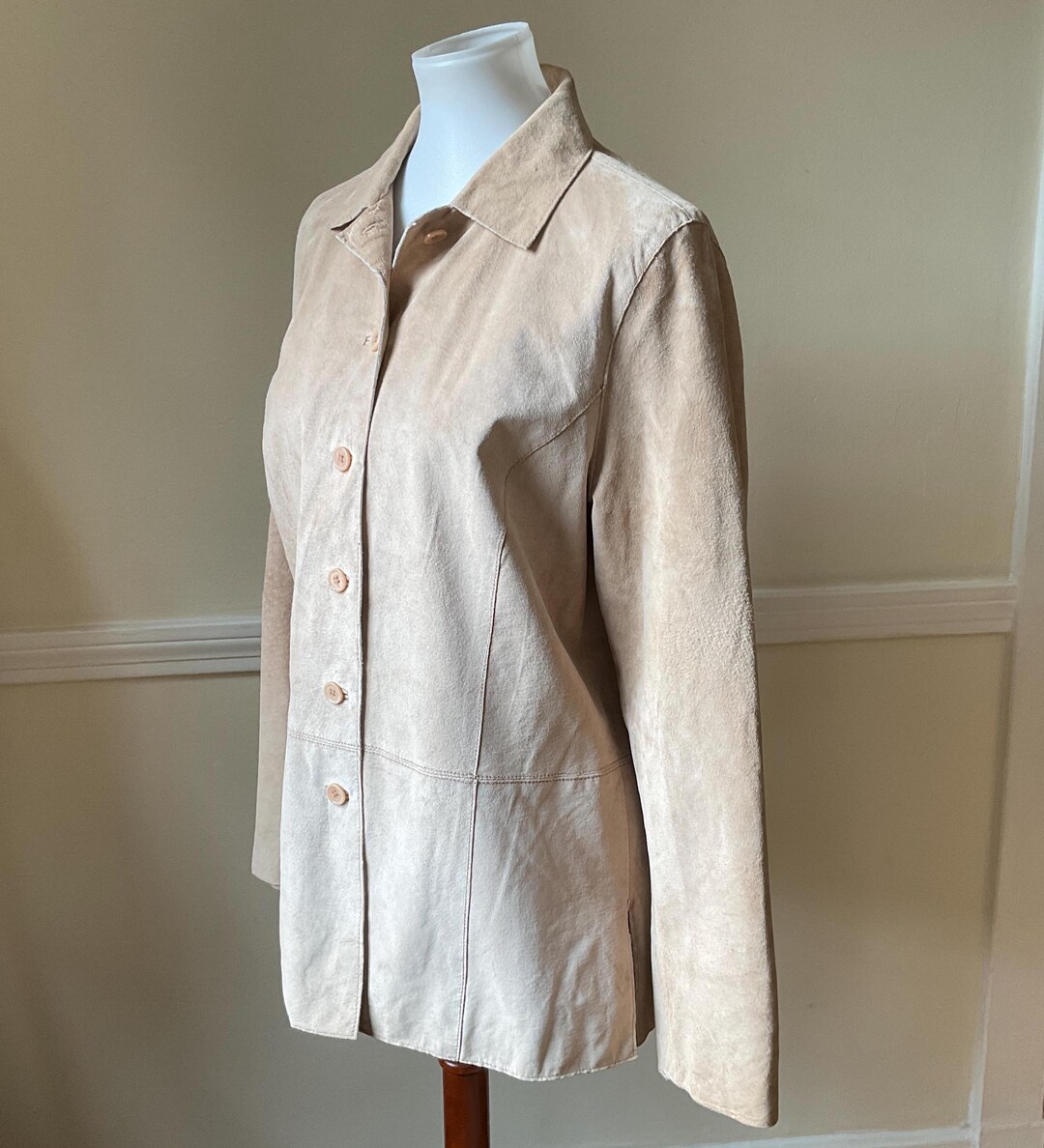 Boho Womens Beige Suede Jacket 10 /beige Suede Leather Blazer Jacket ...