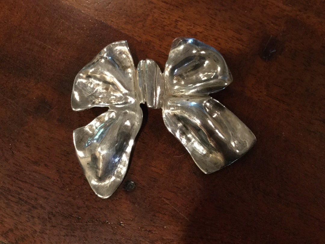 Sterling Silver Bow Brooch / Large Silver Bow Brooch / Heavy Solid ...
