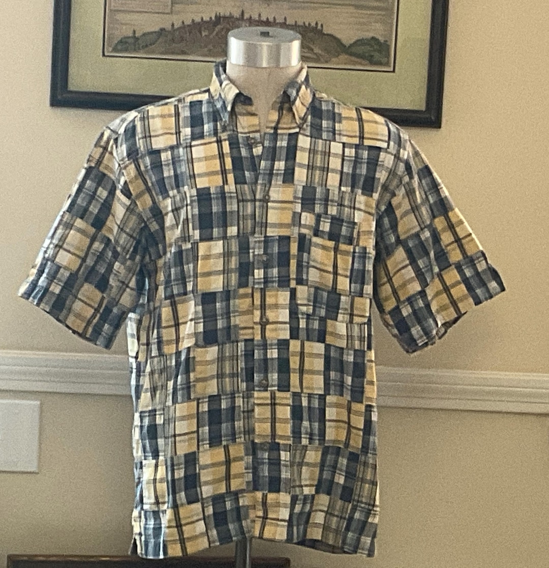 Mens Madras Patch Plaid Short Sleeve Shirt Izod Med / India Madras ...