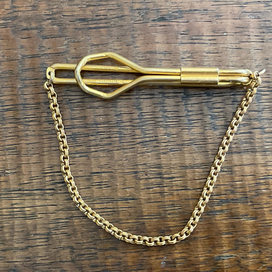 Deco 12k Chain With a Tie Bar That's Gold Plate / 40s Vintage Gold Tie ...