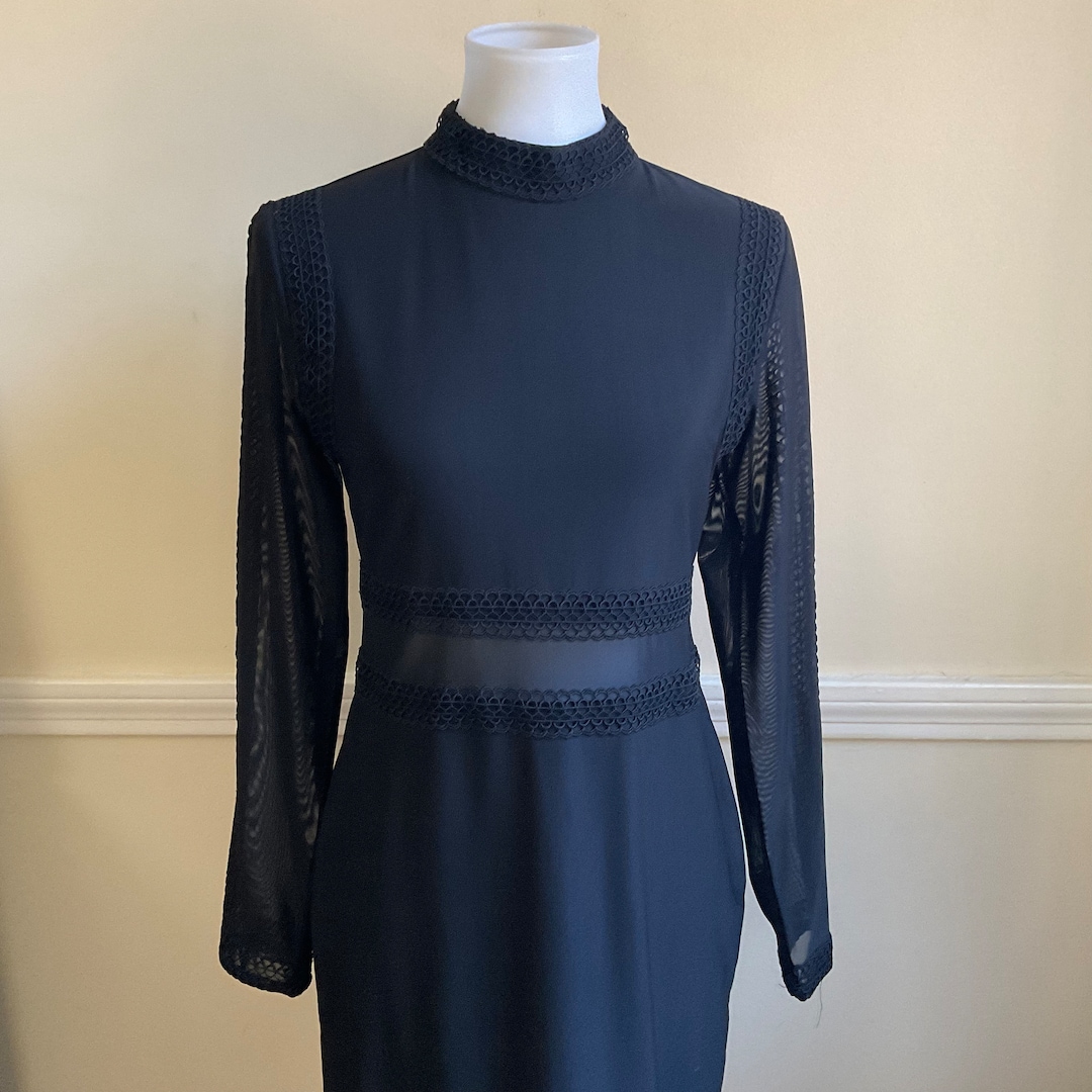 SALE Black Sheer Panel Cocktail Shift Dress / Black Cocktail Dress by ...