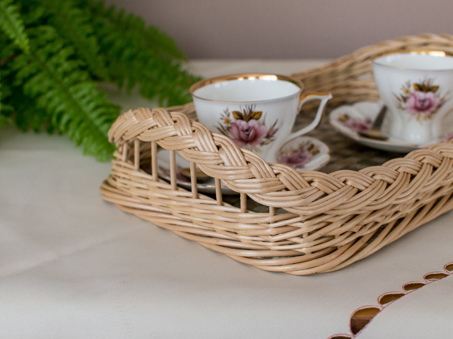 Wicker Serving Tray - Etsy