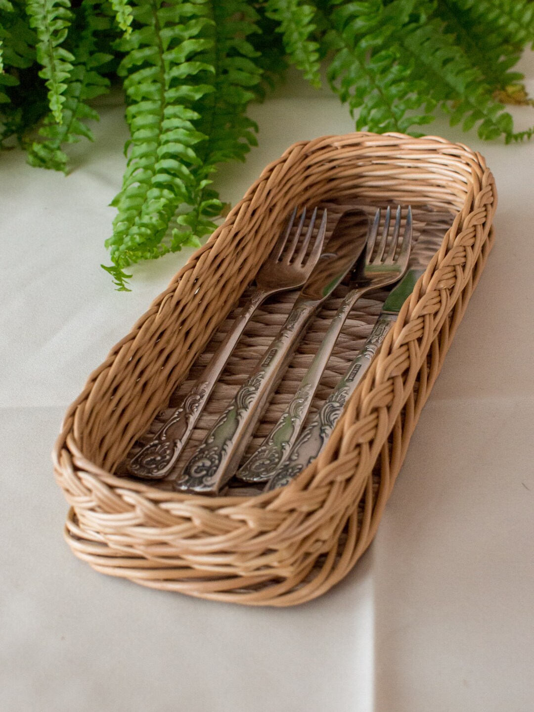 Wicker Flatware Basket / Tray / Platter - Etsy