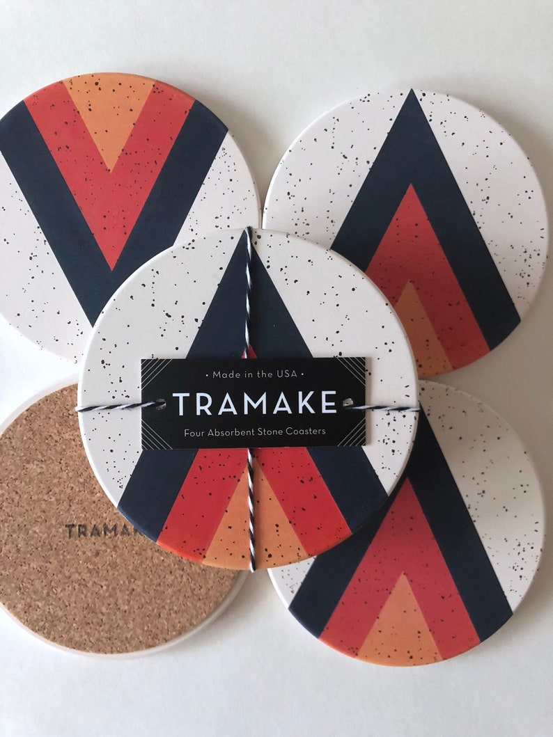 ARROW COASTERS Set of 4 Absorbent Stone Coasters / Ceramic | Etsy