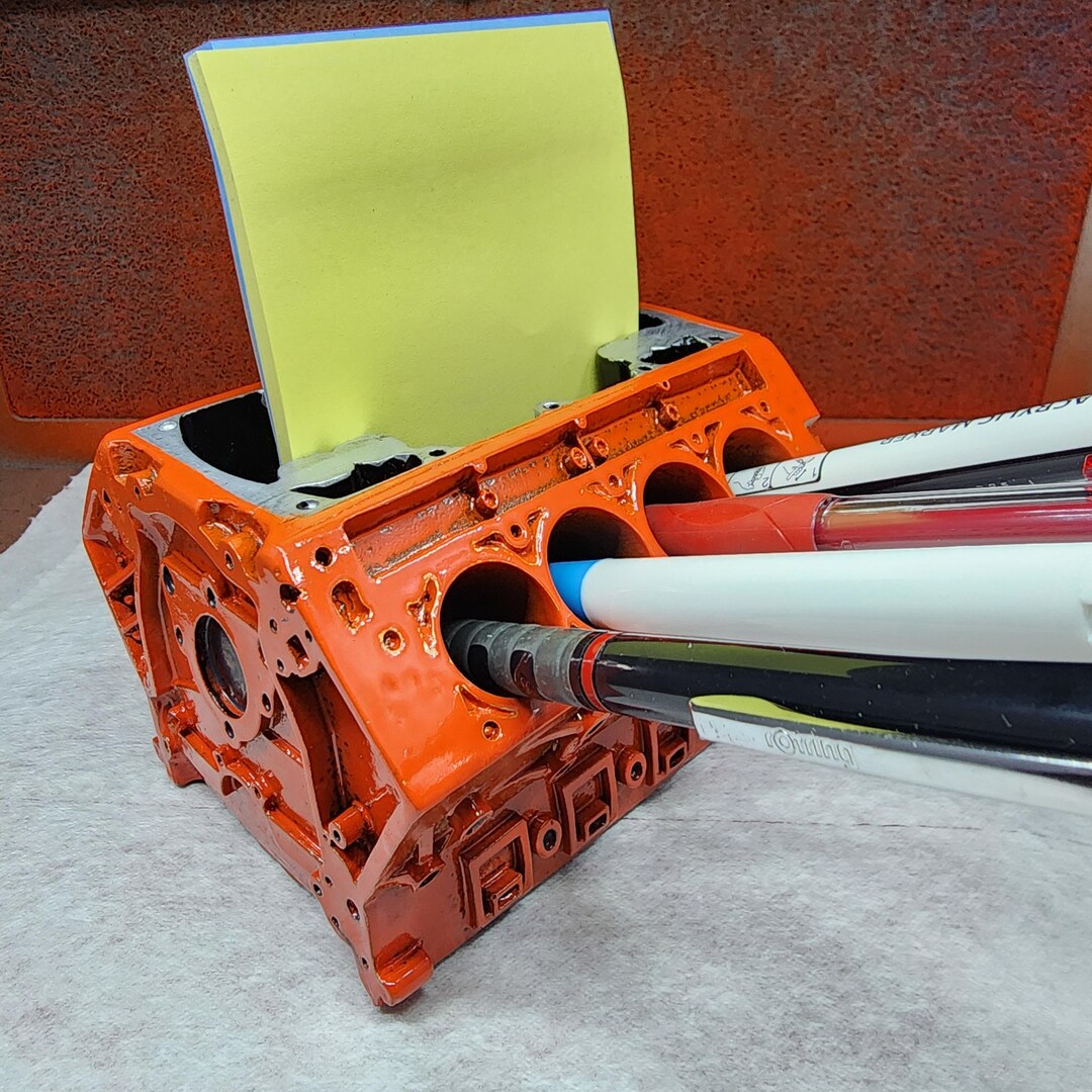Chevy Orange Engine Block Business Card, Post-it Note Pad and 8-hole ...
