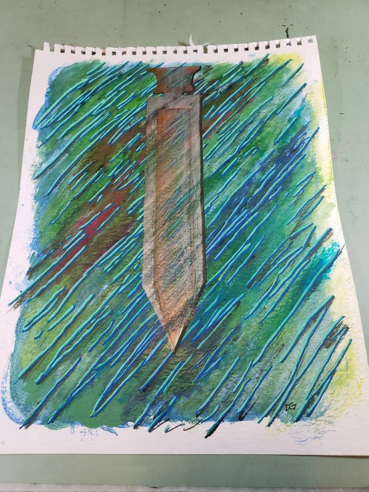 Old World Dagger in Water. A Unique Hand-painted Watercolor | Etsy
