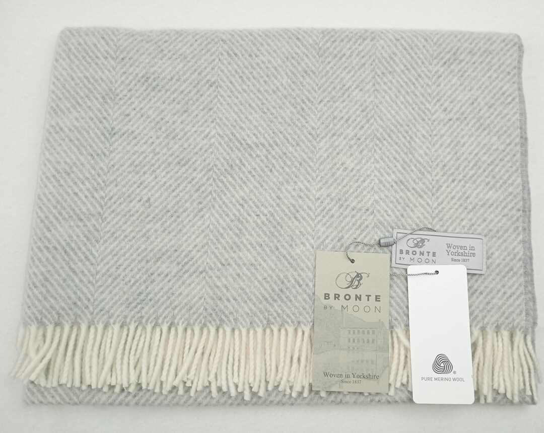Bronte by Moon Baby Blanket in Silver Grey Herringbone Merino Wool - Etsy