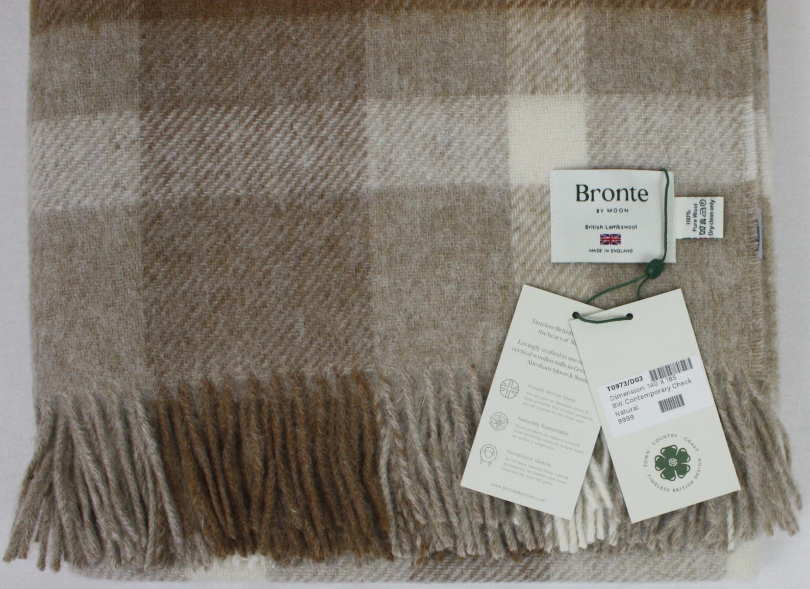 Bronte by Moon BW Contemporary Check Natural Camel Beige Lambswool ...