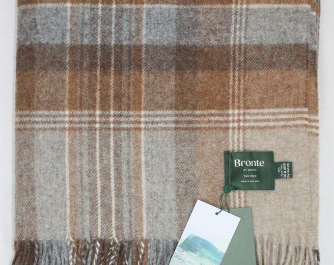 Bronte by Moon Kintyre Natural Grey Check Tartan Plaid Blanket Throw ...