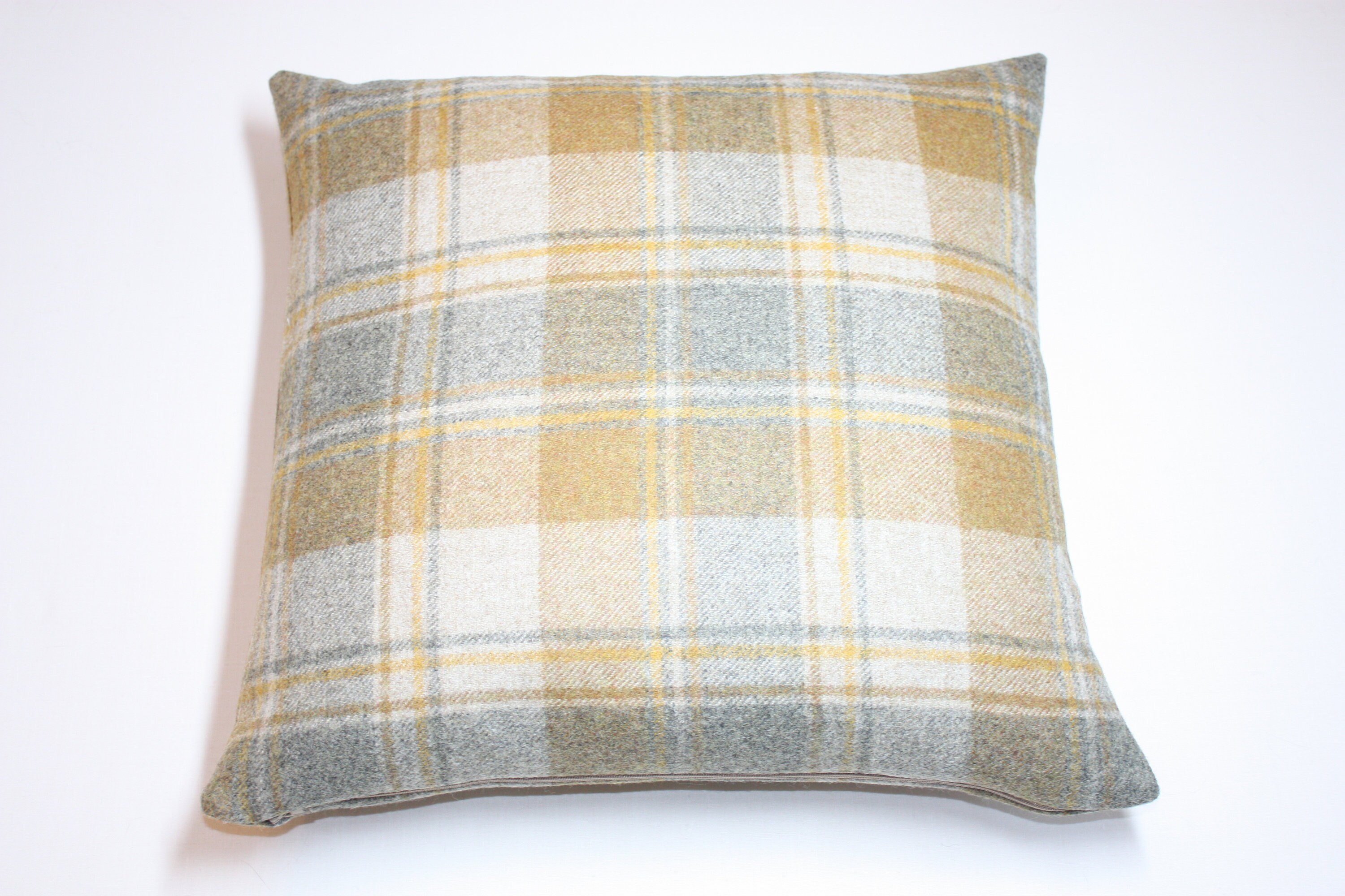 Mustard Check Wool Cushion Cover Gold Grey Beige British | Etsy