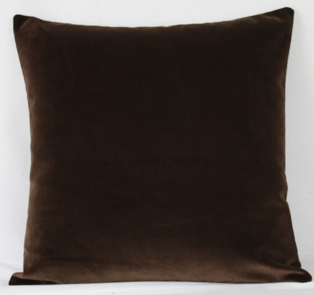 Chocolate Brown British Cotton Velvet Cushion Pillow Cover Square ...