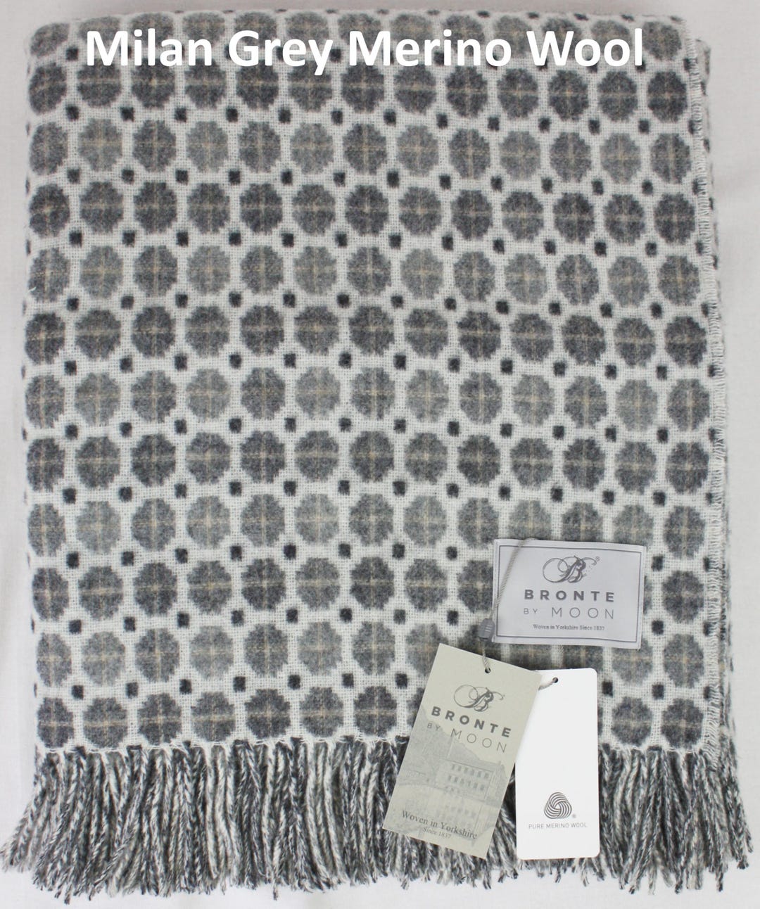 Bronte by Moon Milan Design Grey Merino Lambswool REVERSIBLE Throw ...