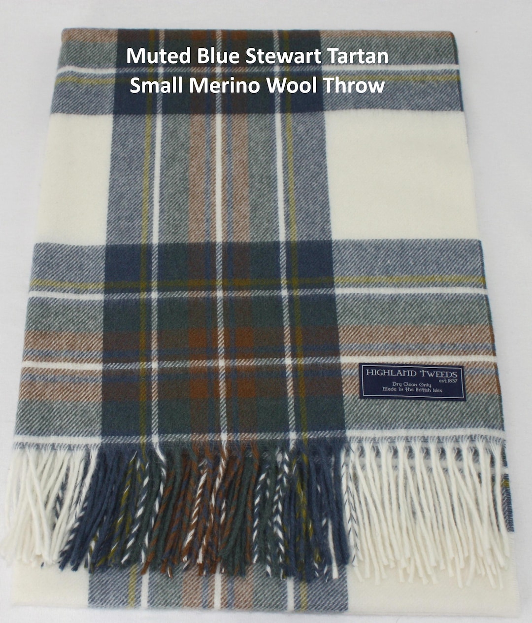 Bronte by Moon for Highland Tweed Muted Blue Stewart Tartan Pure Merino ...