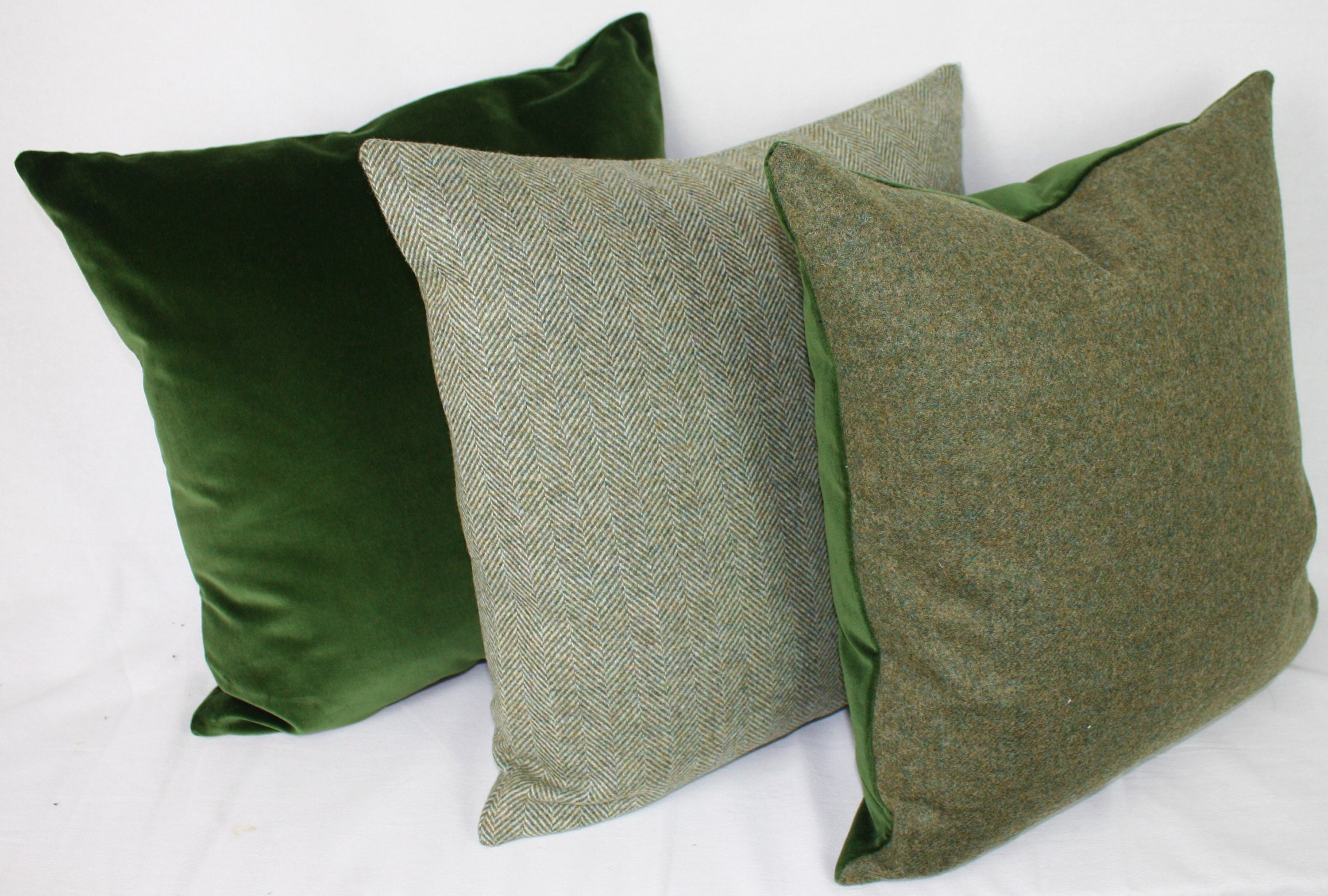 Dark Sage Green Herringbone Wool Abraham Moon British Made | Etsy