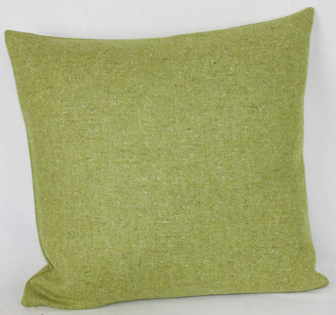Lime Green Herringbone Wool Abraham Moon British Made Wool Cushion ...