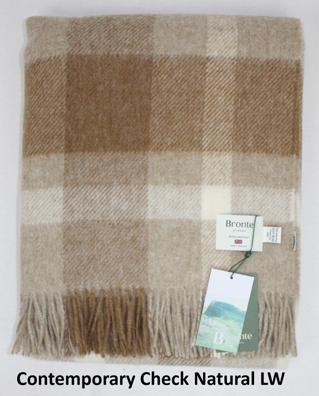 Bronte by Moon BW Contemporary Check Natural Camel Beige Lambswool ...