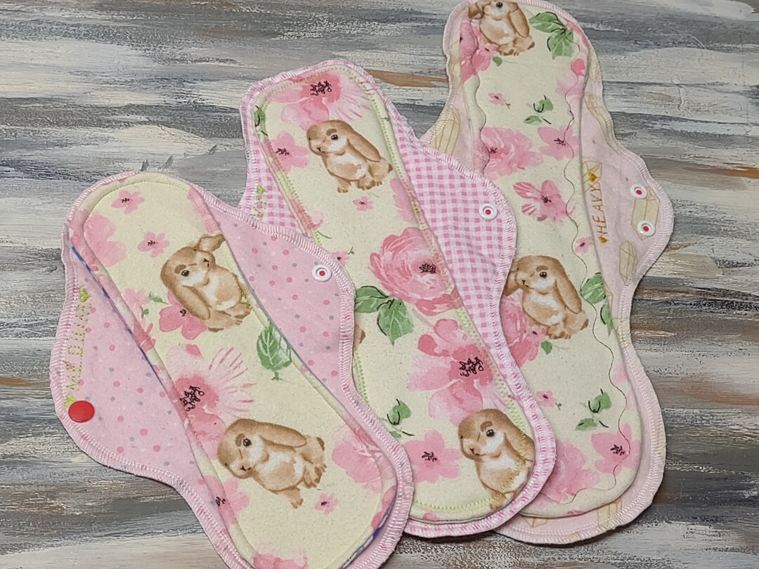 10, 12, 14 Inch • CRYSTAL Bunnies CLOTH PADS Bamboo Handmade in Usa ...