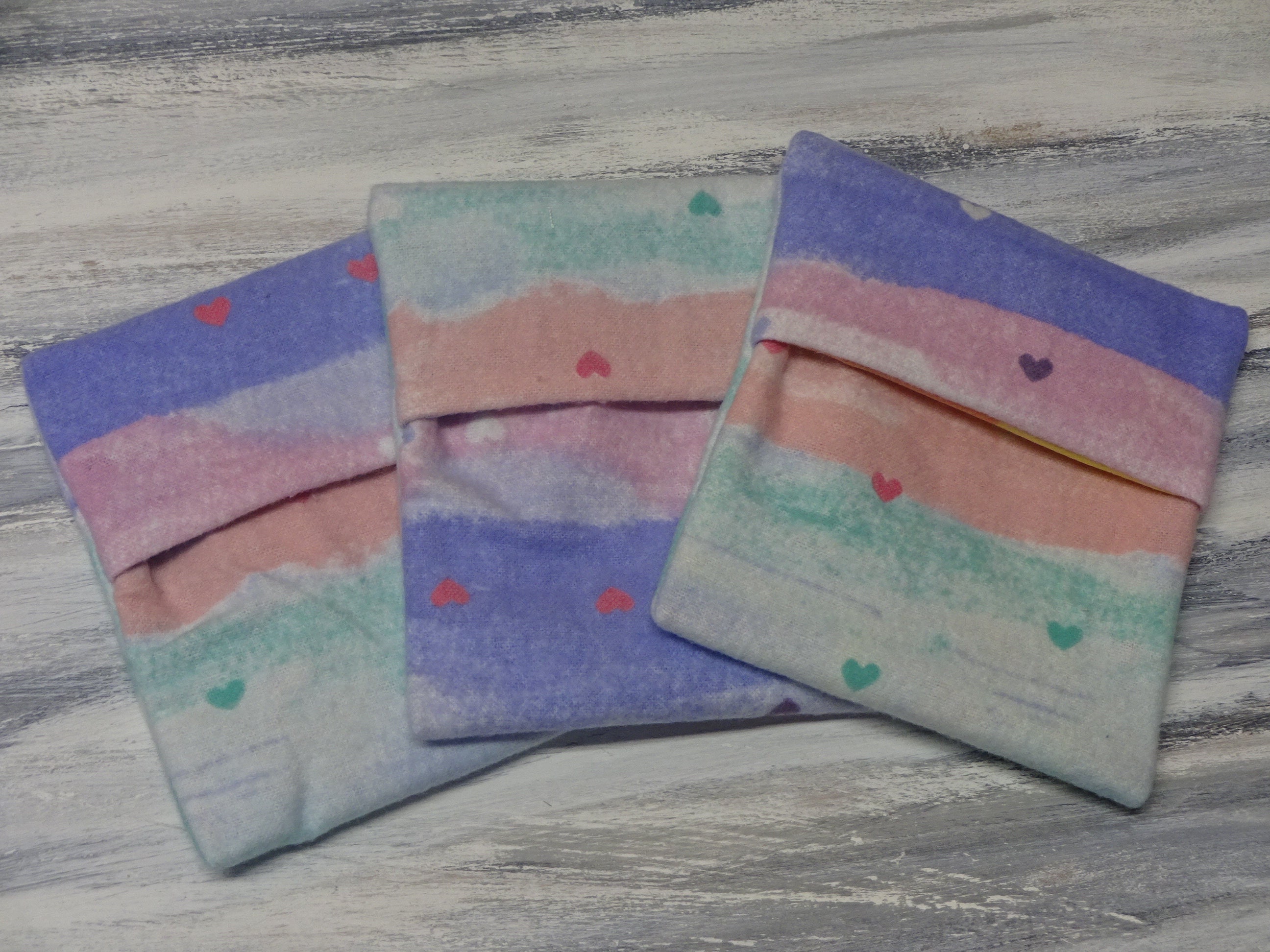 Watercolor Hearts Cloth CLOTH PAD WRAPPERS mini wet bag for cloth pads ...