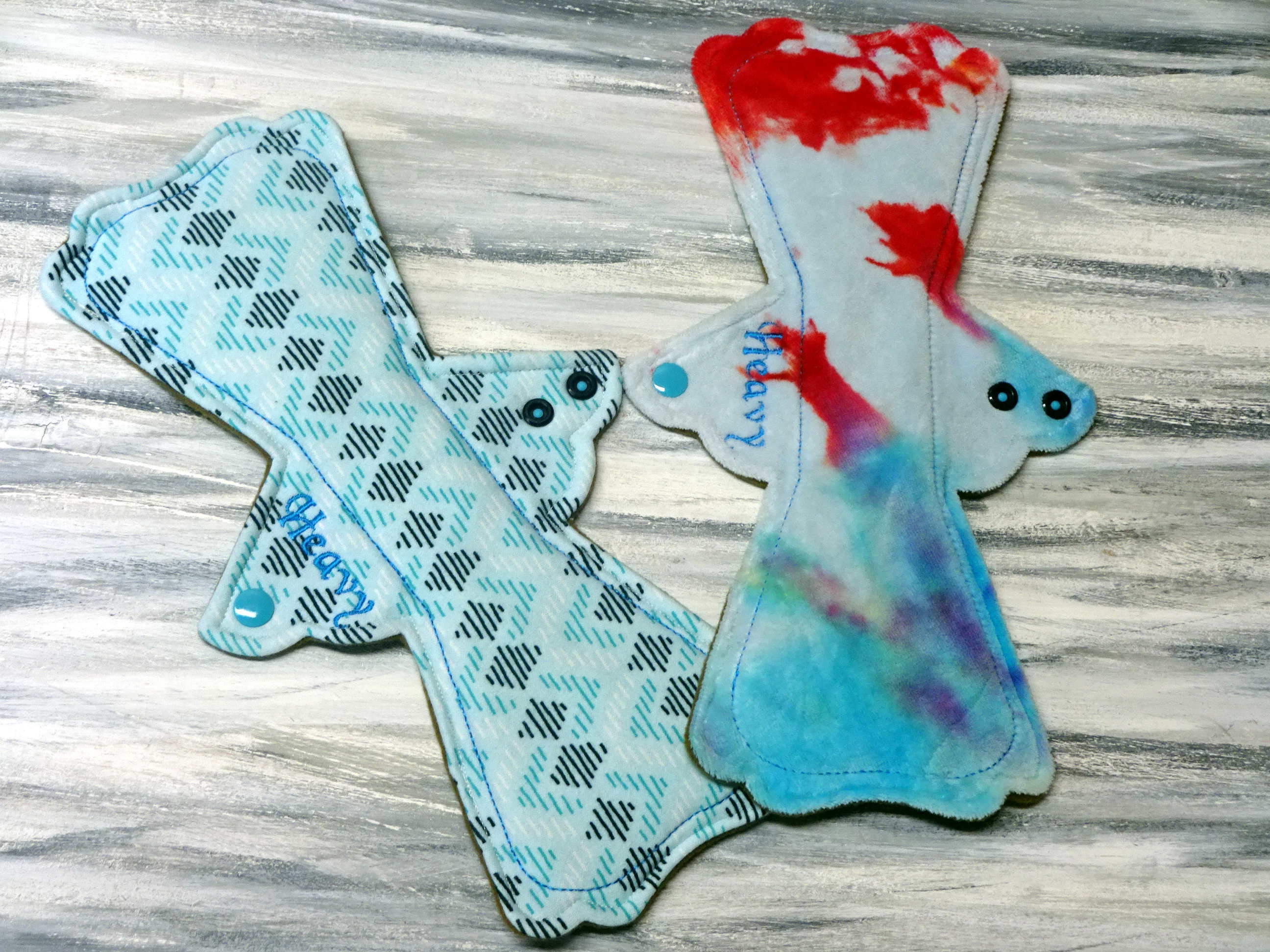 12 Fancy ORGANIC CLOTH PADS organic bamboo hemp layers core waterproof ...