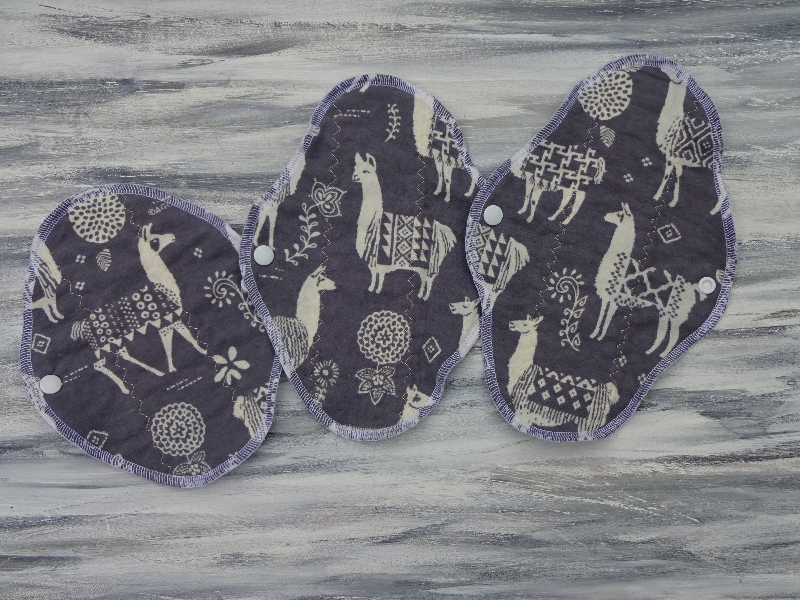 3 Piece set Cloth Pads in Light Medium & Heavy flow /Cotton flannel top ...