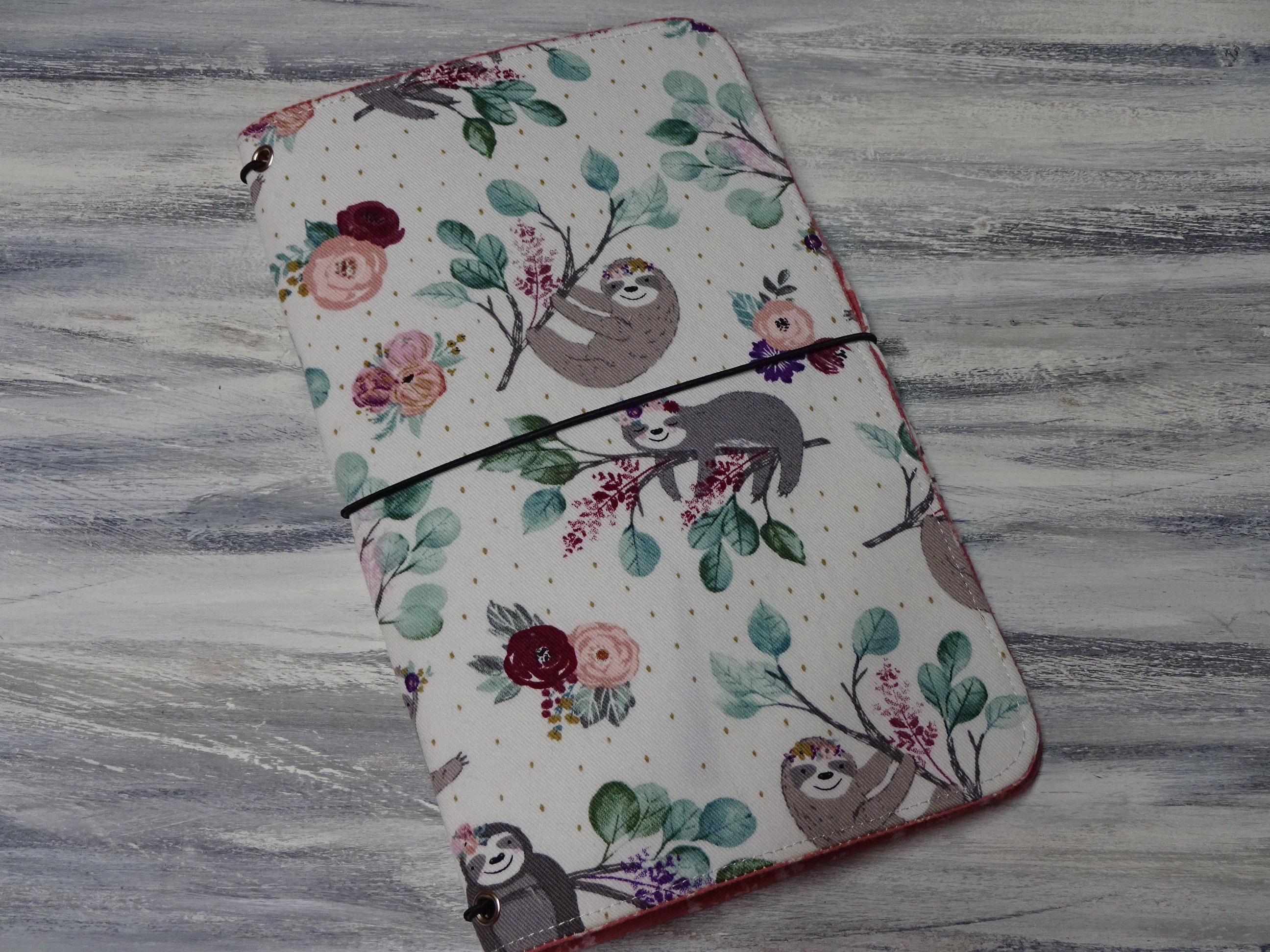 SLOTH FABRIC JOURNAL Vintage Fabric Journal Cover Beautiful for note ...