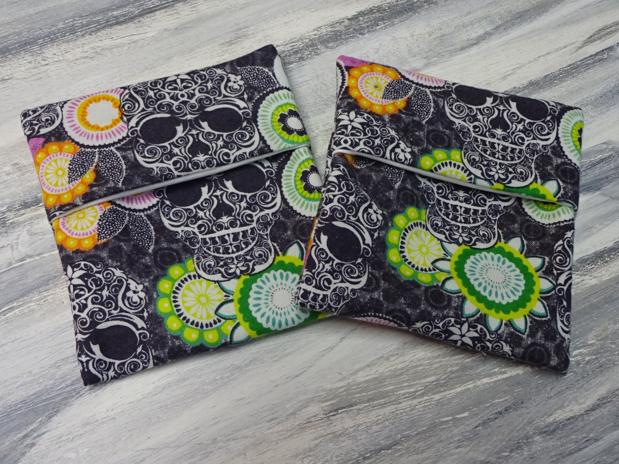 Floral Skull print Cloth CLOTH PAD WRAPPERS mini wet bag for cloth pads ...