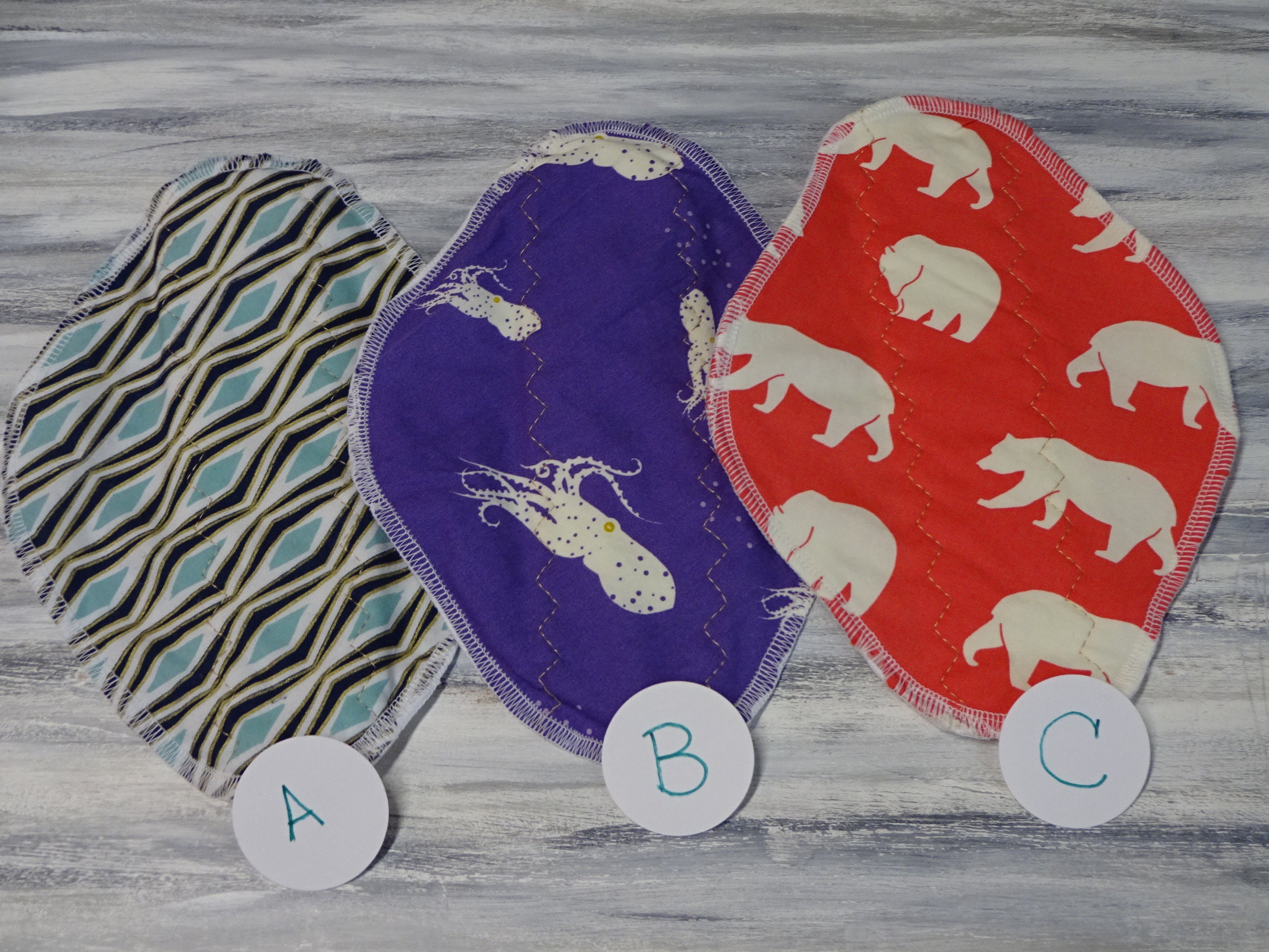 ORGANIC CLOTH Menstrual PADS 9 inch long / reusable organic cotton ...